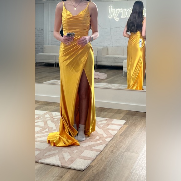 Glory Prom | Dresses | Goldyellow Satin Prom Dress | Poshmark